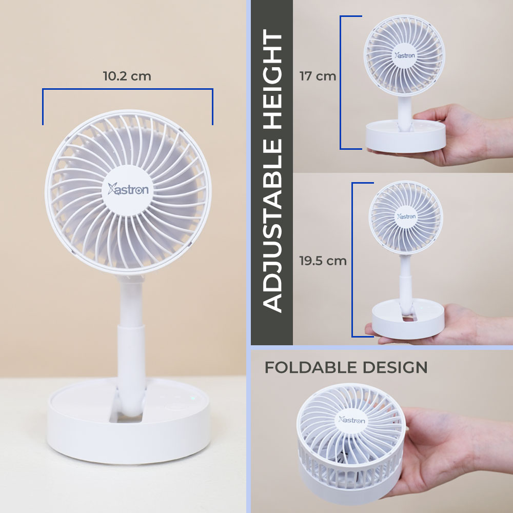 Astron PERSONA30F Portable Rechargeable Fan | 3.5" Fan Blade | 1800mAh ...