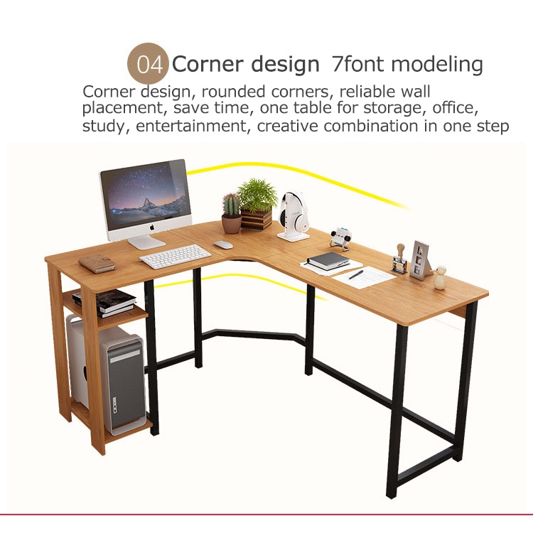 MC&HOME L-shape Table Computer Desk 140CM Corner Working Table Learning ...