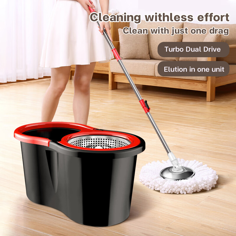 Mop with spinner 360° Rorating Squeeze Flat Mop with bucket Map Mop for ...