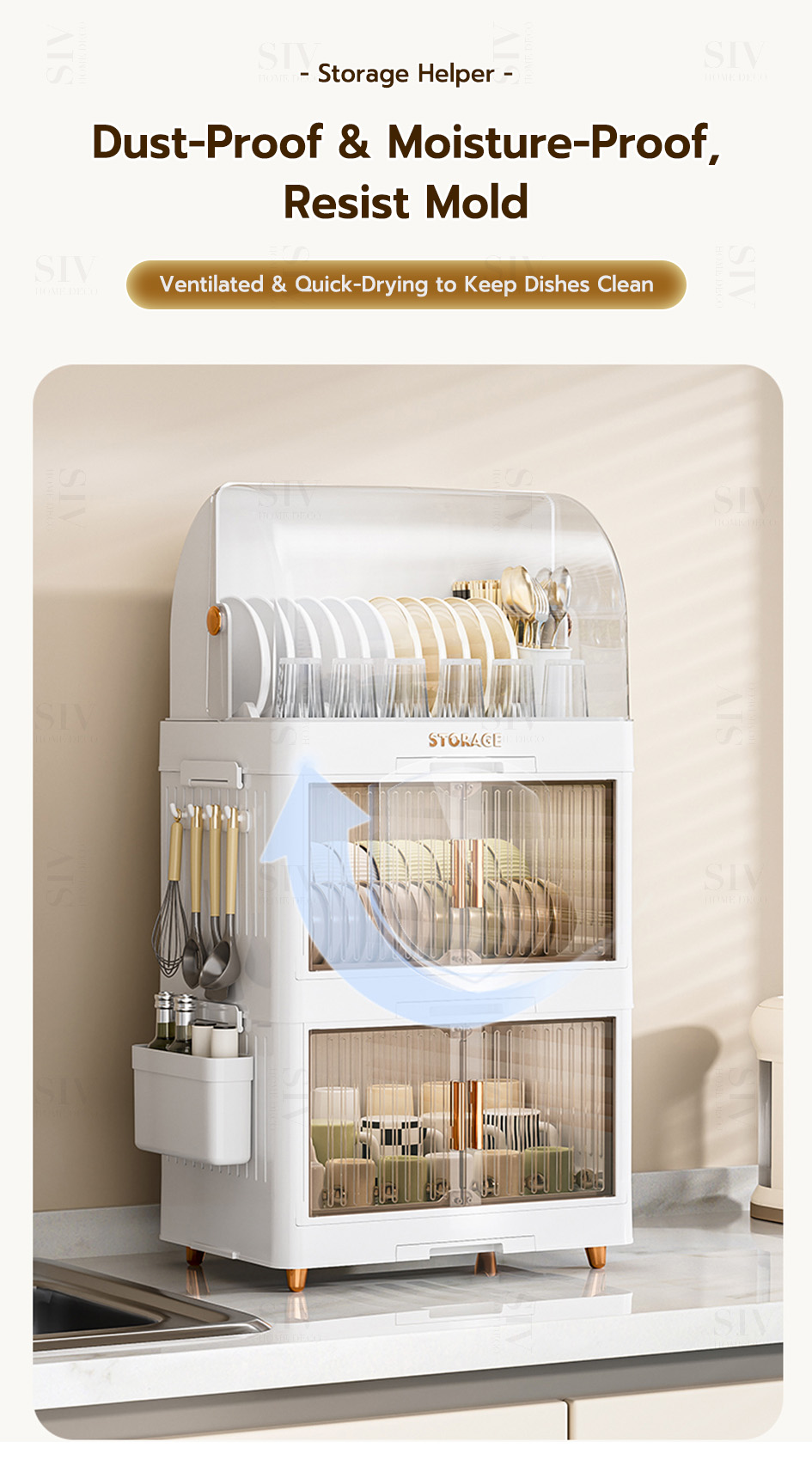 SIV Plastic Dish Cabinet Foldable Dish Drainer Drying Rack Aesthetic ...