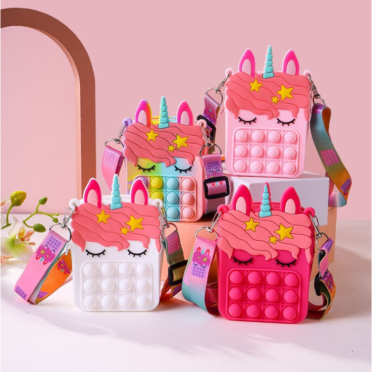 Timi Pop It Bag For Kids Girls Fidget Toy Unicorn Bag Children Coin ...