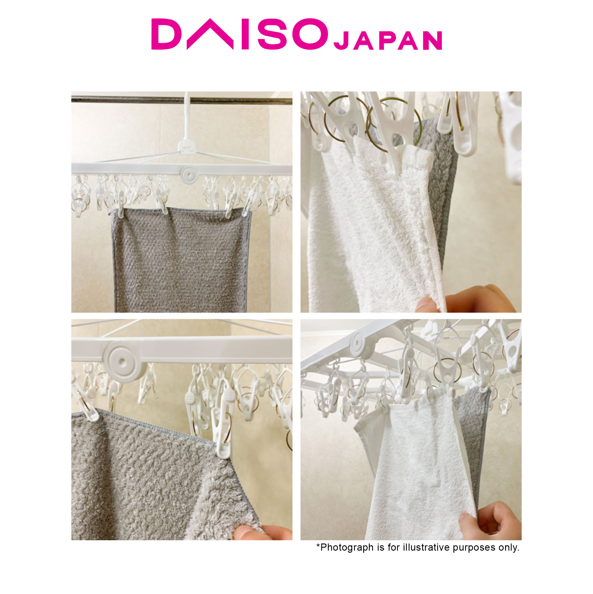 Daiso Wire Type Clothespin Hanger (52 clips) | Shopee Philippines