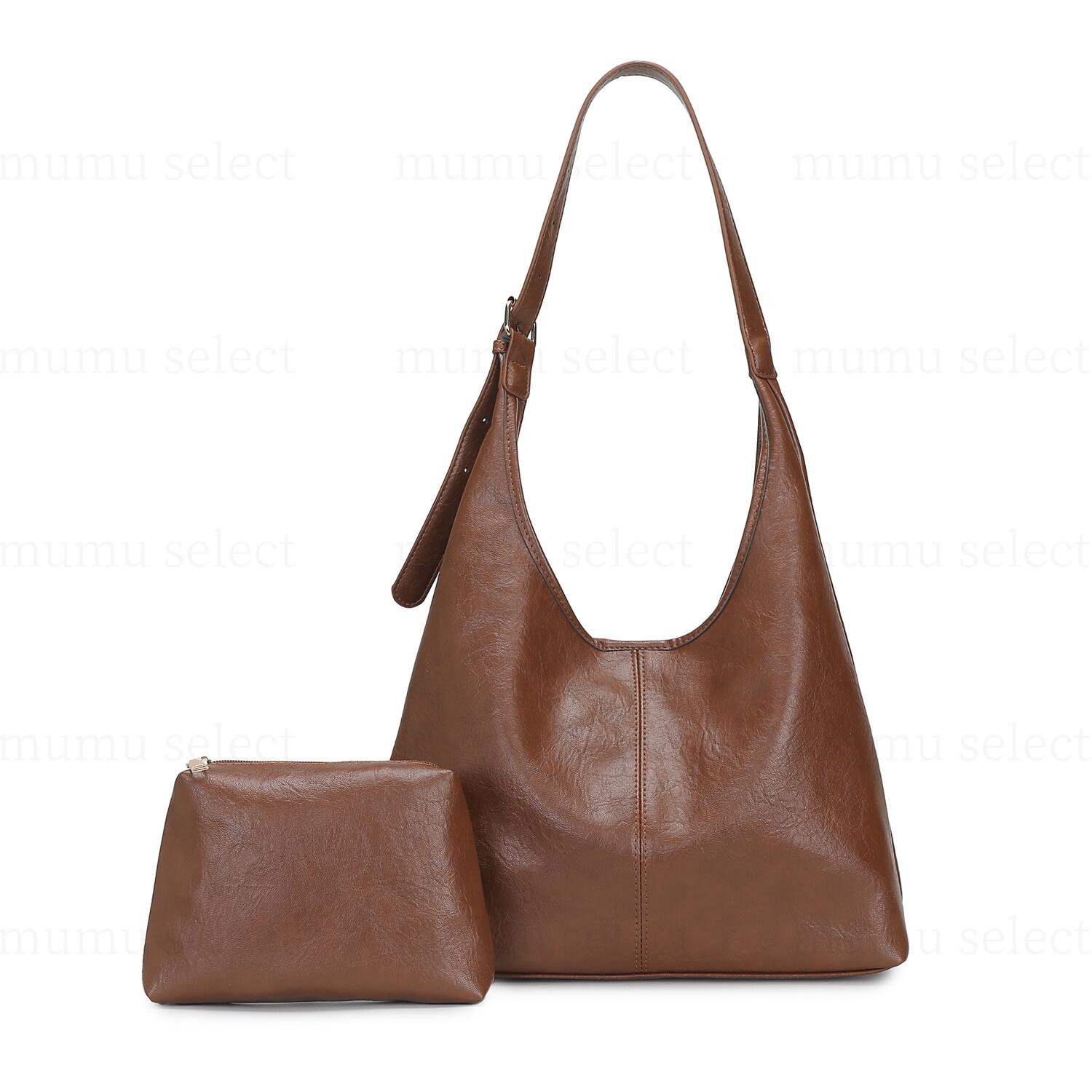 【High-End Mumu】M333 2in1 Retro Soft Leather Women Shoulder Bag Large ...