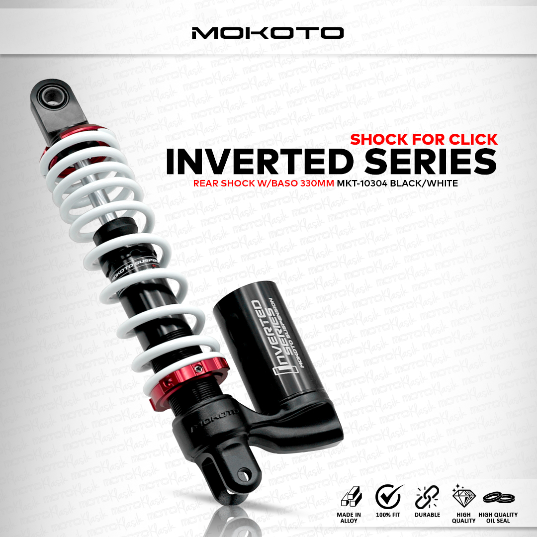 MOKOTO REAR SHOCK FOR CLICK INVERTED SERIES 330MM ONE PIECE WITH BASO FOR HONDA CLICK V1 V2 V3 ...