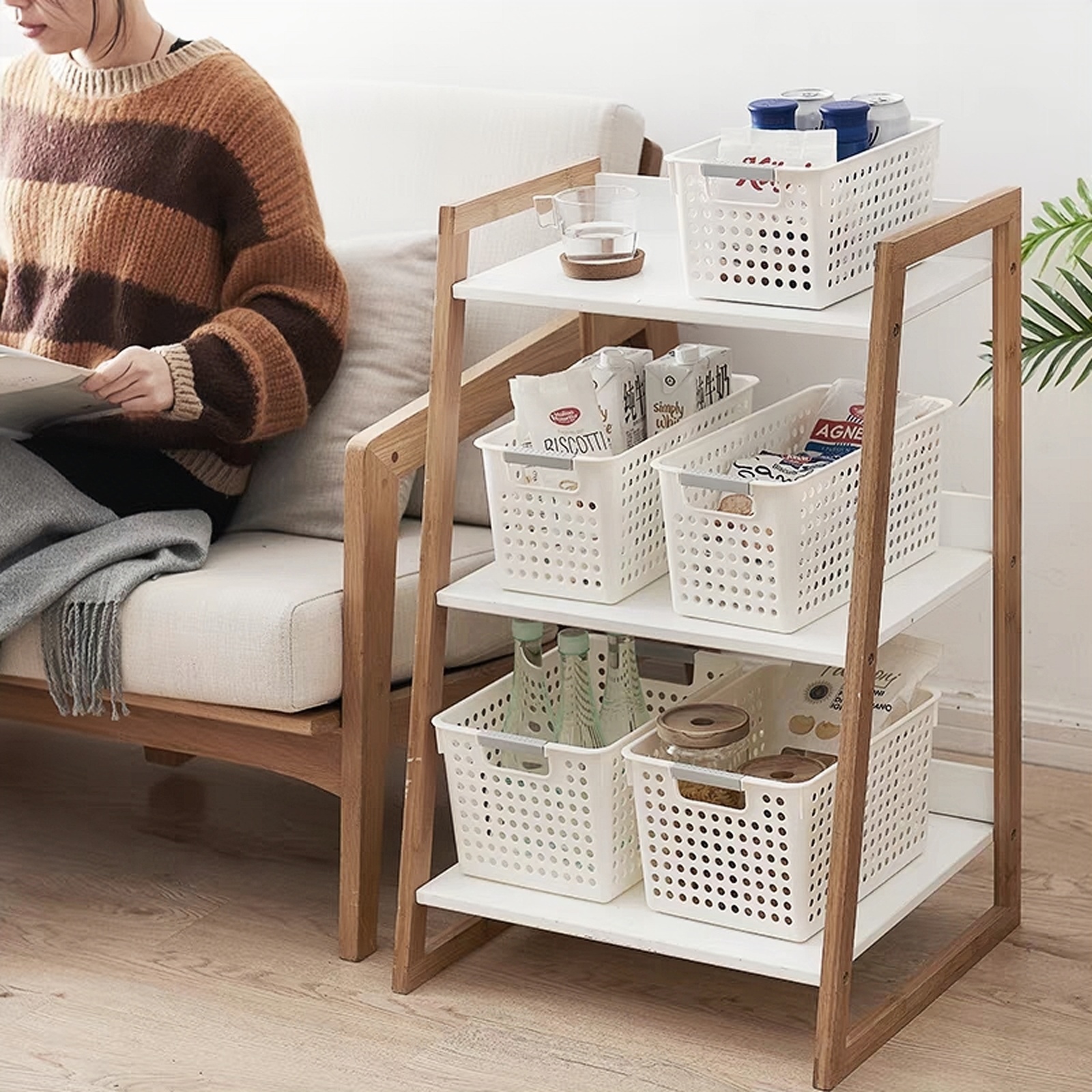 CHIT Trolley Storage Basket Household Stackable Plastic Sundries ...