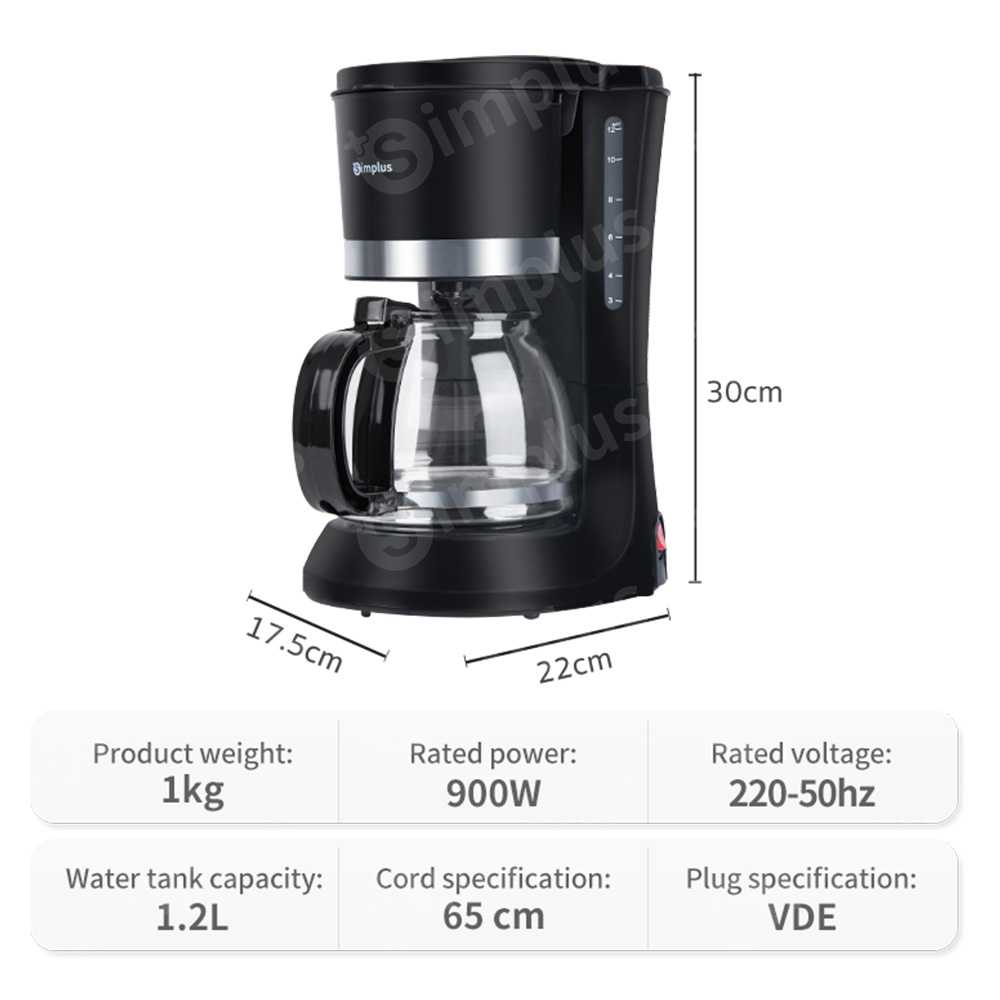 Simplus Drip Coffee Maker 1200ml Capacity Coffee Machines Removable ...