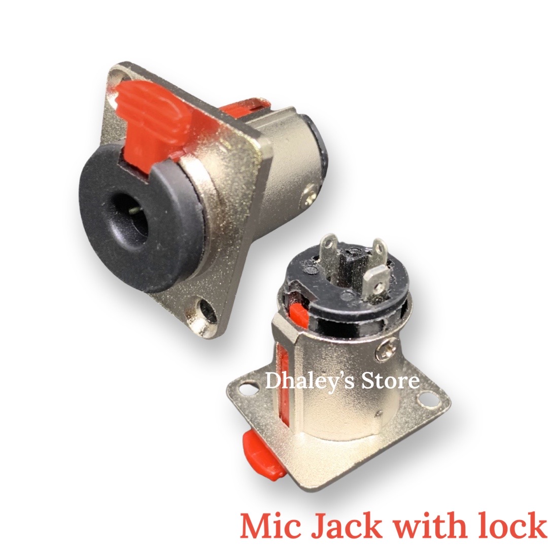 2pcs Mic jack with lock Microphone female socket with panel, heavy duty ...