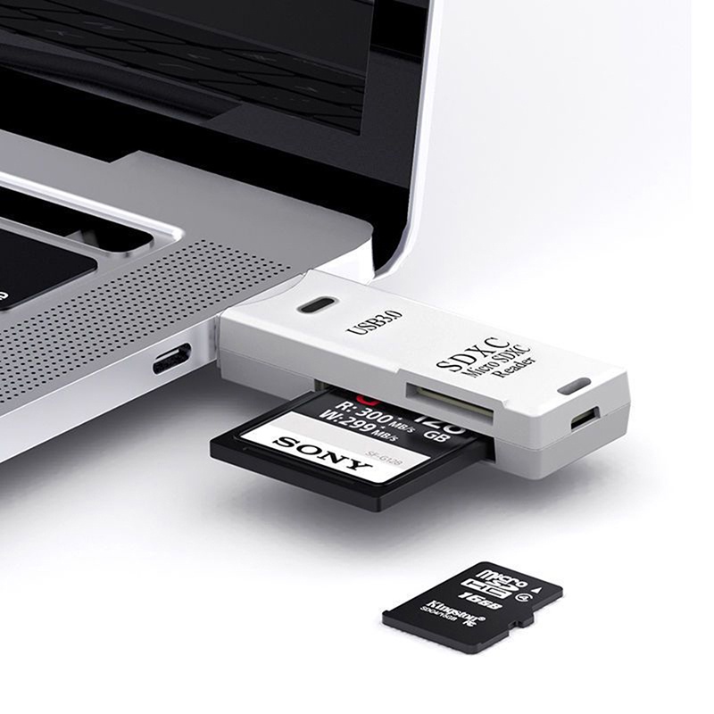 Popcorn 2-IN-1 USB 3.0 Card Reader Flash Smart Memory Card 2 Slots For ...
