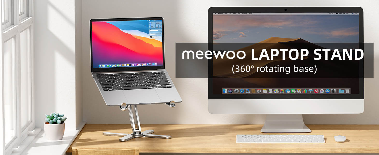 Meewoo Laptop Stand 360 Rotating Solid Aluminum Alloy Height Adjustable ...
