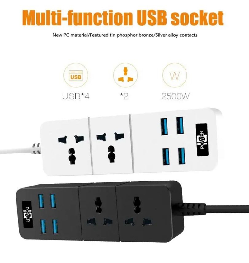 Sunsonic Tb-T07 3.1A Universal Power Socket Extension With 2 Ac Sockets ...
