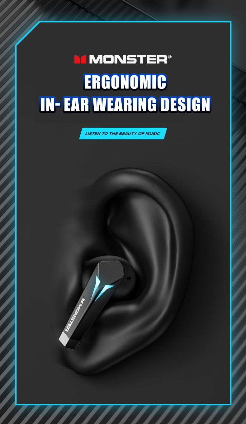 Monster XKT06 TWS Gaming Earbuds 400mAh V5.3 Wireless Bluetooth ...