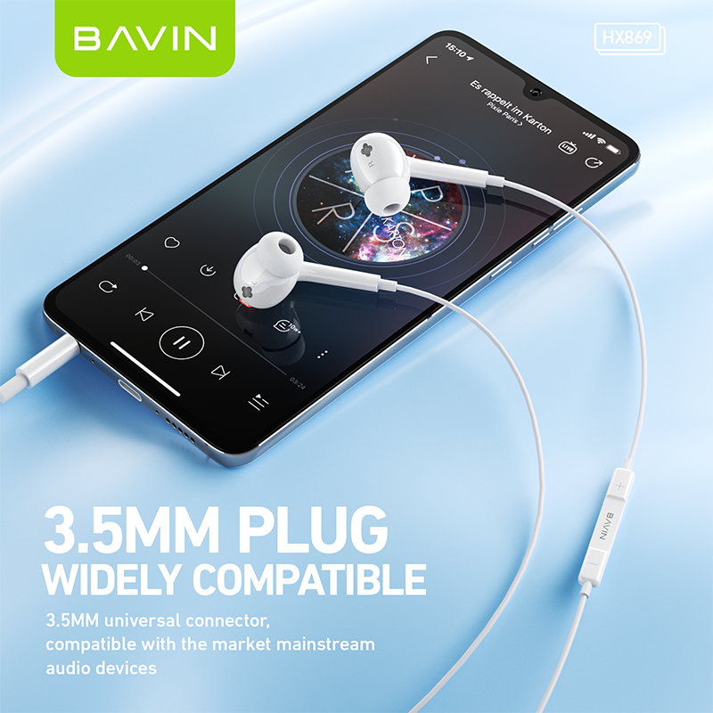 BAVIN HX869 Hi Res Audio Music Wired Earphone Stereo Sounds Widely ...