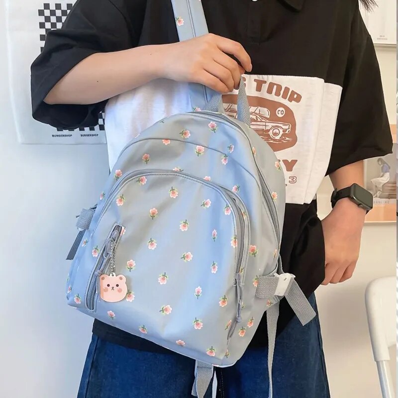 R&O Cute Mini backpack printed rose large capacity School Bag casual ...