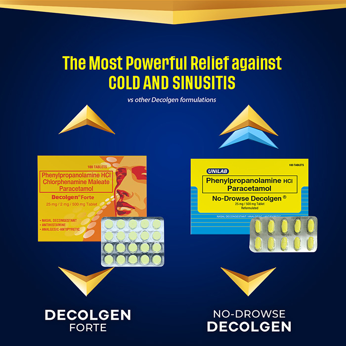 Decolgen No-Drowse Relief from Cold & Sinusitis Symptoms 10 Tablets ...