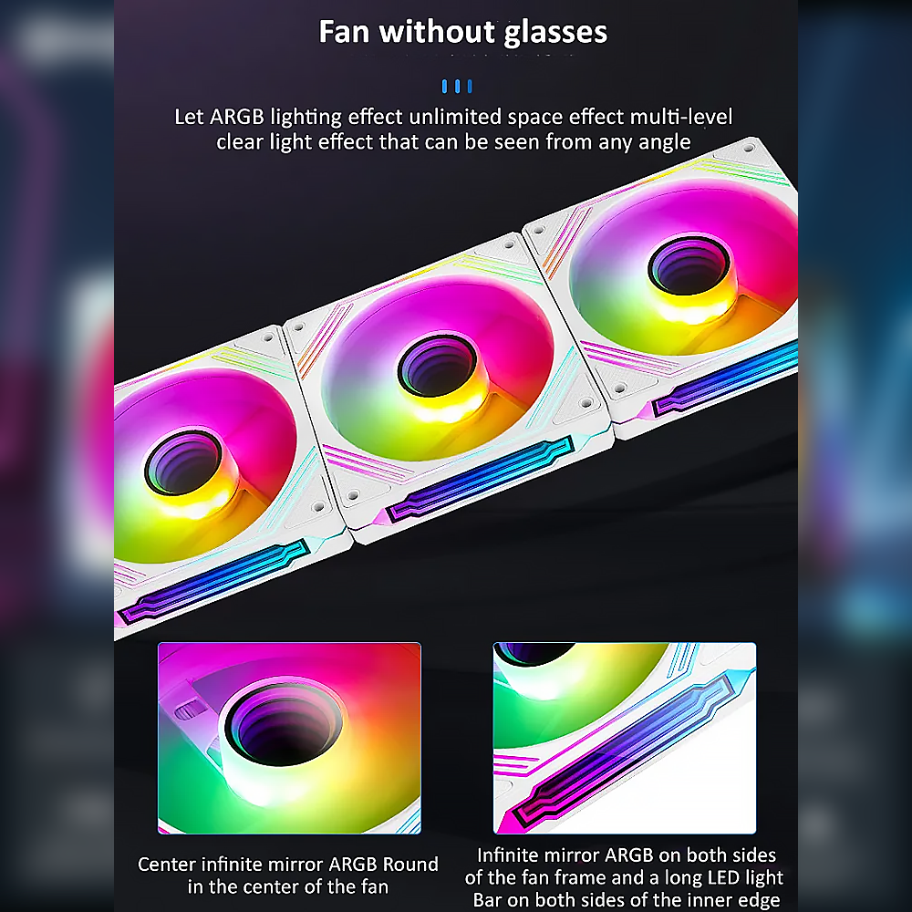 EasyPC| Inplay Seaview Tower X3-B/X3-W 3in1 case fan| ARGB| Black and ...