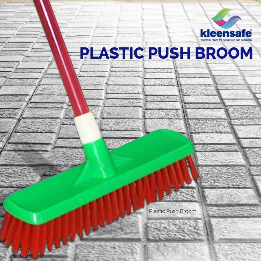 Kleensafe Heavy Duty Plastic Floor Brush Long Handle Stiff Bristles ...