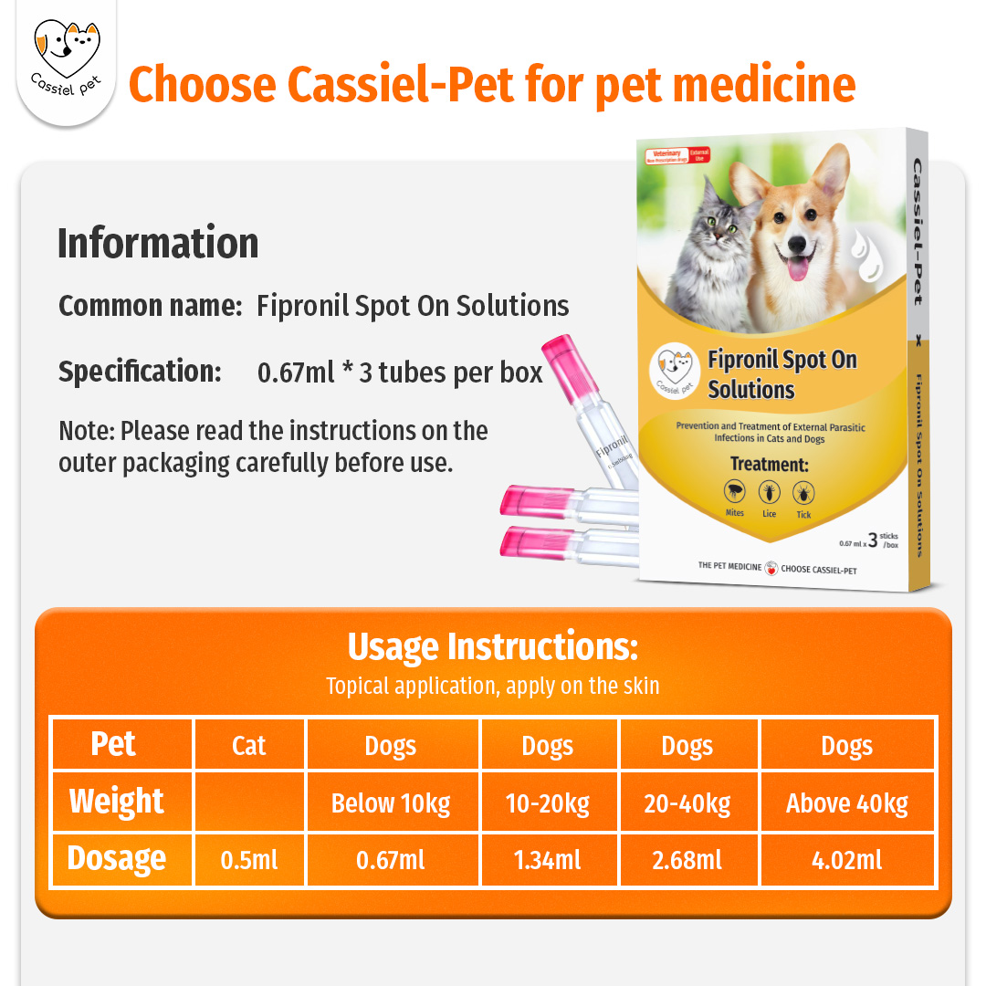 CASSIEL PET Fipronil Dewormer Anti Tick And Flea Spot Treatment Anti ...