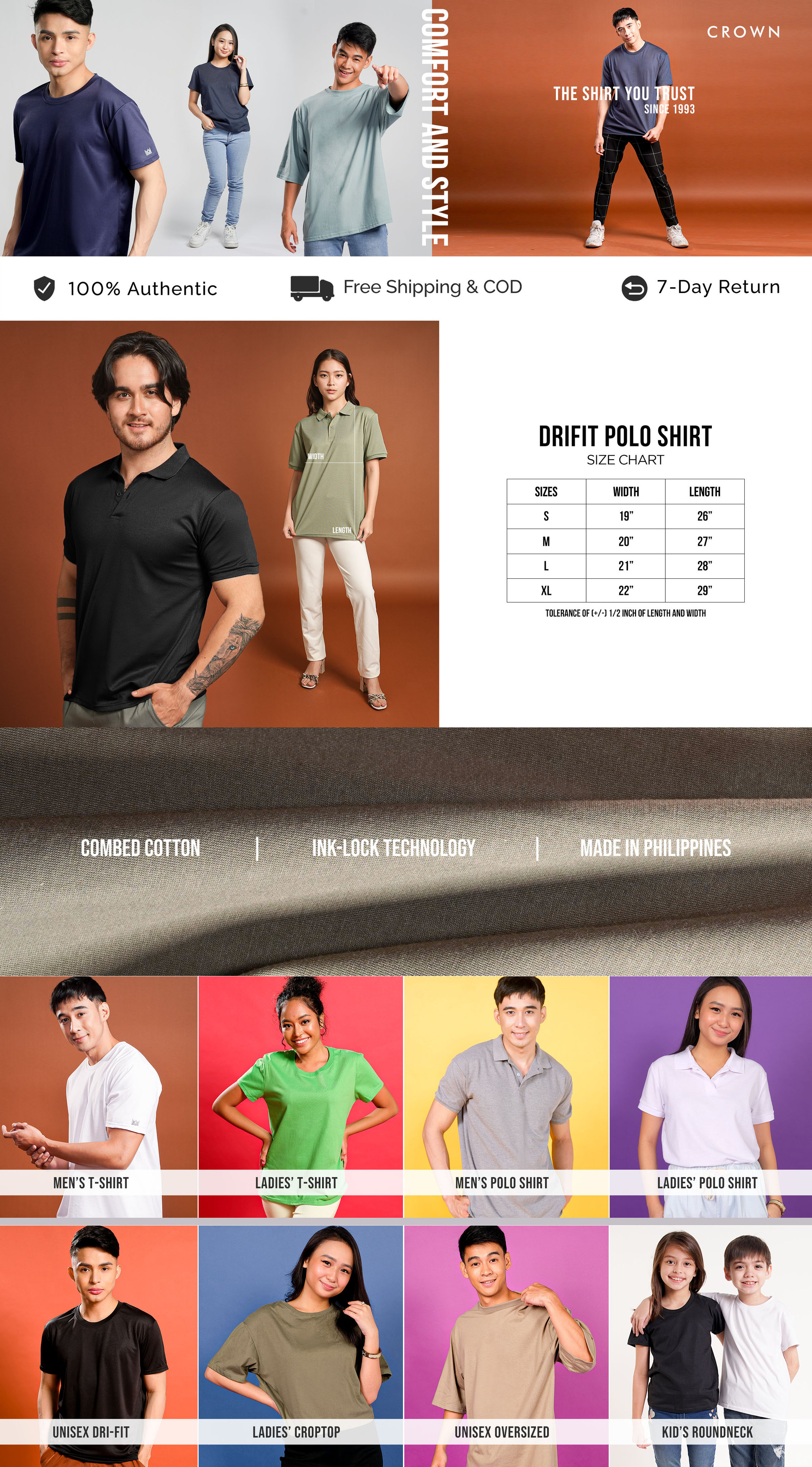 Crown Buy 1 Take 1 Mens Drifit Polo T Shirt for Men Airism Quick Dry ...
