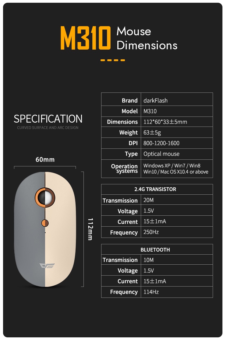 Darkflash M310 BT/2.4G Wireless Bluetooth Mouse | Shopee Philippines