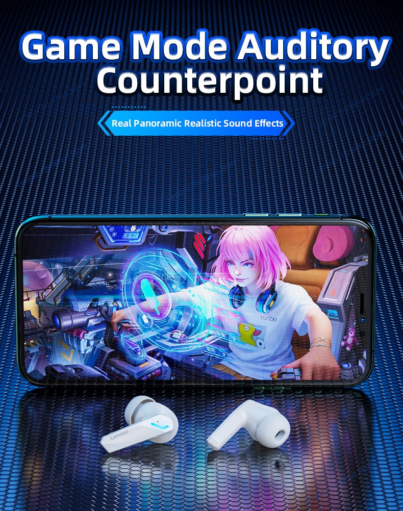 Lenovo ThinkPlus Gm2 Pro Gaming Earphones Bluetooth 5.3 TWS HD Stereo ...