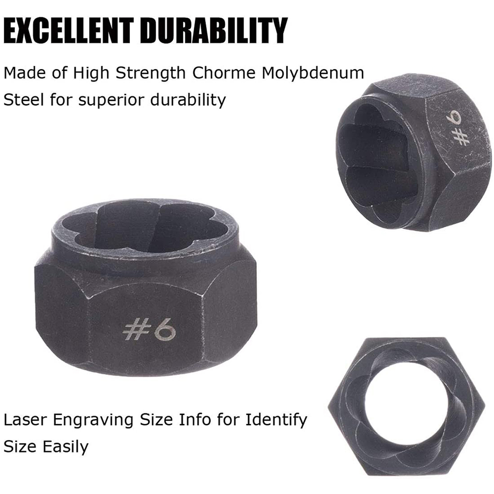 10pcs 9-19mm Damaged Rounded Bolt Nut Extractor Remover Tool Set Nuts ...