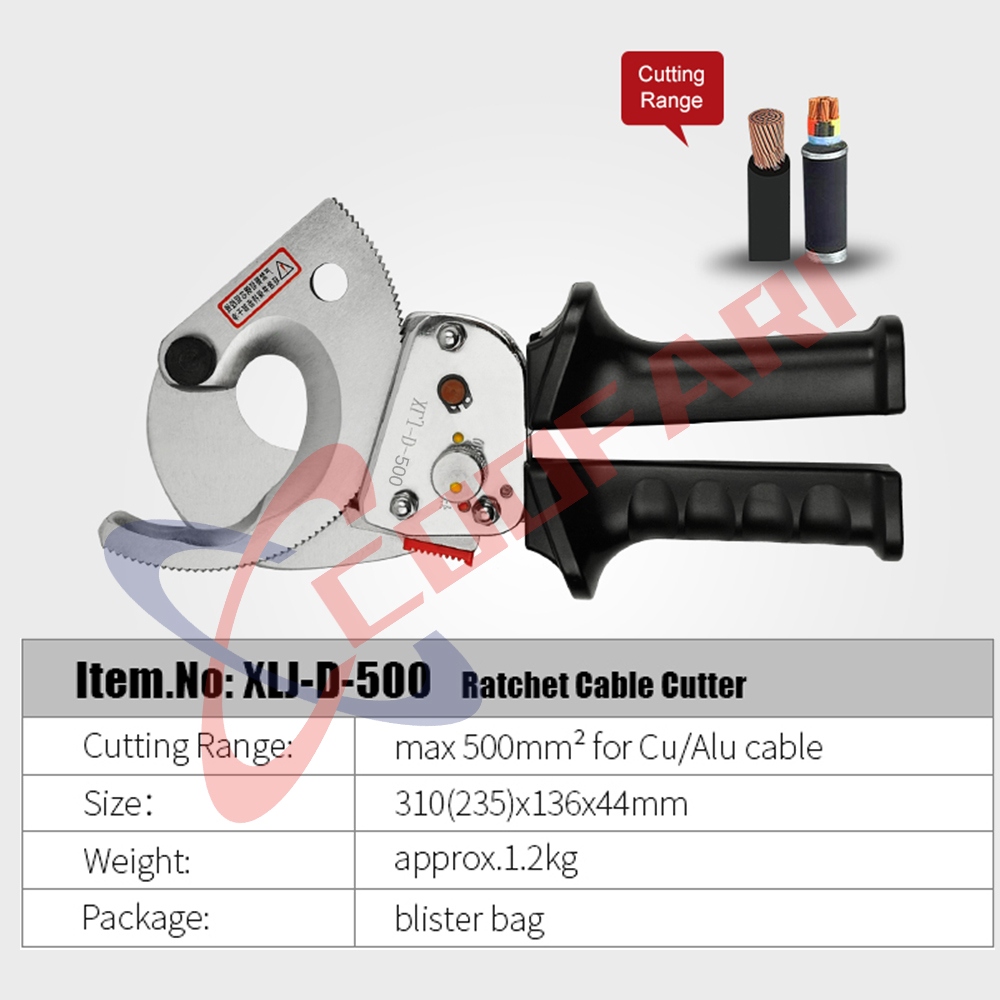 COOFARI Heavy Duty Ratchet Cable Cutter Cut Up To 500mm2 Ratcheting ...