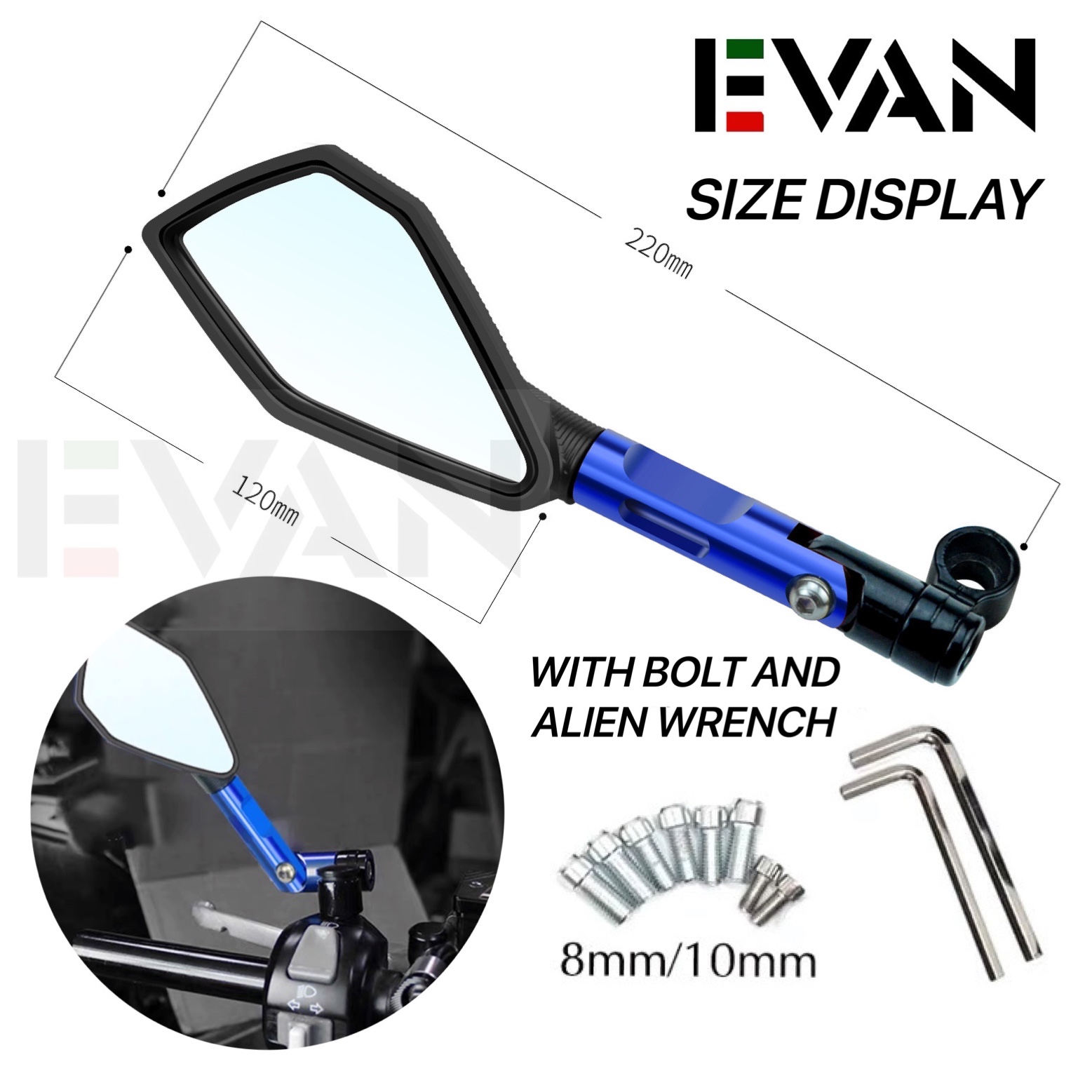 EVAN shop Universal Side Mirror Half CNC Full Color For Motorcycle Side ...