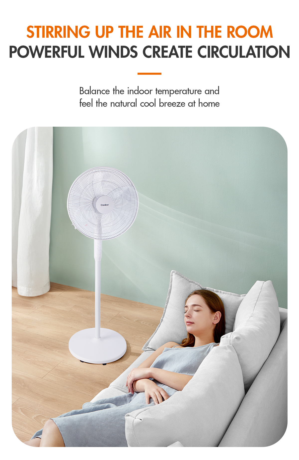 Gaabor Fan Height Adjustable As Desk Fan & Floor-Standing Fan Wide ...
