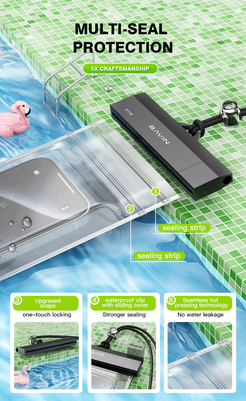 BAVIN ET05 Waterproof Phone Bag Touch-Screen Underwater Phone Pouch ...