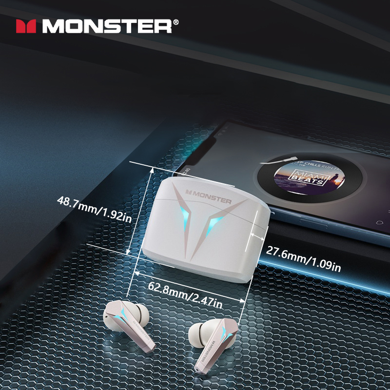 Monster XKT06 TWS Gaming Earbuds 400mAh V5.3 Wireless Bluetooth ...