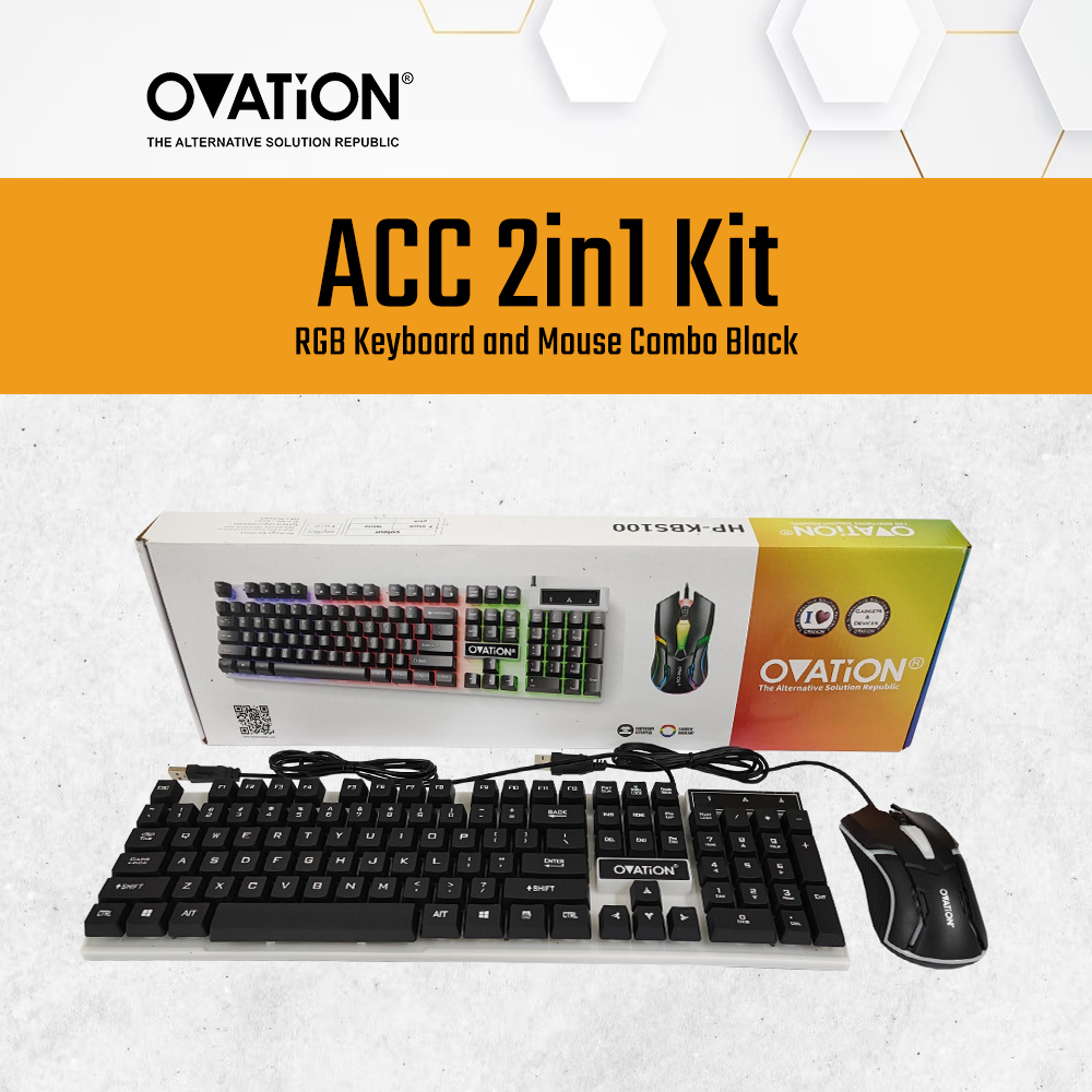 EasyPC| Ovation ACC keyboard and mouse set| 2in1 KIT| RGB| Black, White ...