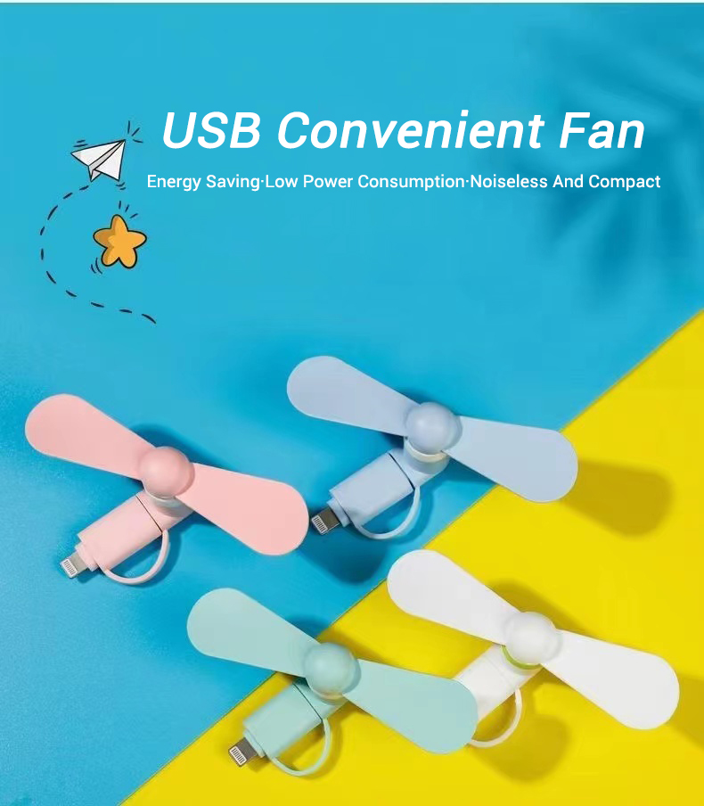 USB Small Fan Android Type-c Phone Fan Portable Small Fan in-Line Dual ...