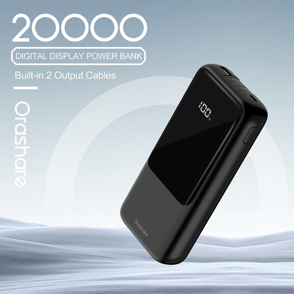 Orashare OH20 20000mAh Build in 2 Cable L.ightning Type C Powerbank 2 ...