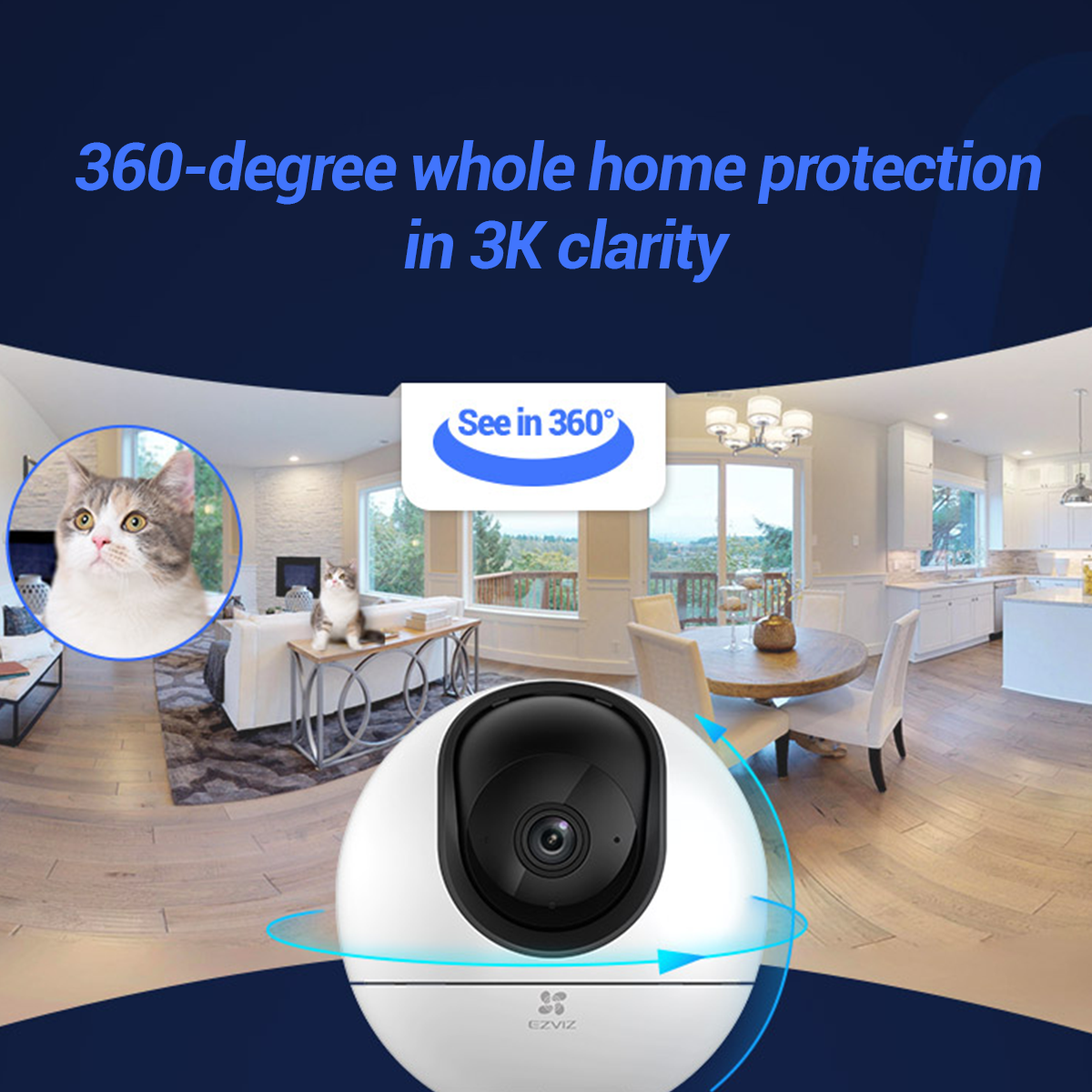 EZVIZ H6 3K/5MP IP Camera Wifi Camera 360°Pan/Tilt Indoor CCTV Connect ...
