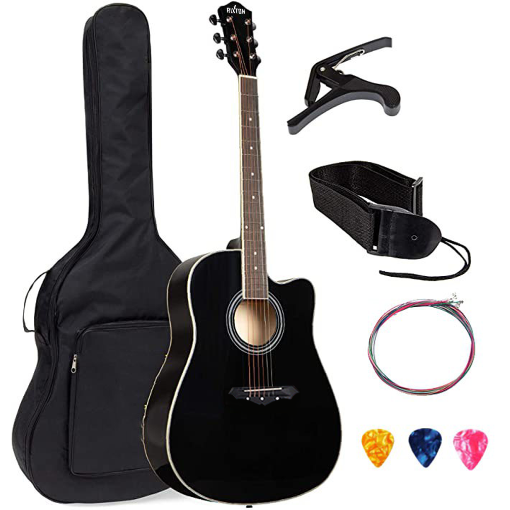 RIXTON Acoustic Guitar For Beginners Full Set With Capo Bag String ...