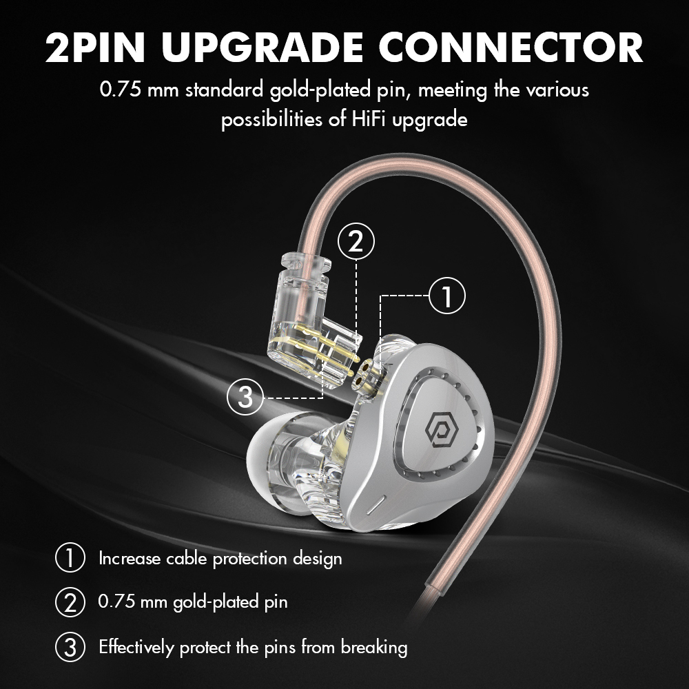 Popcorn IEM Upgraded Memory EAR-HOOKS 2 Pin 0.75mm Connector 3.5mm&Type ...