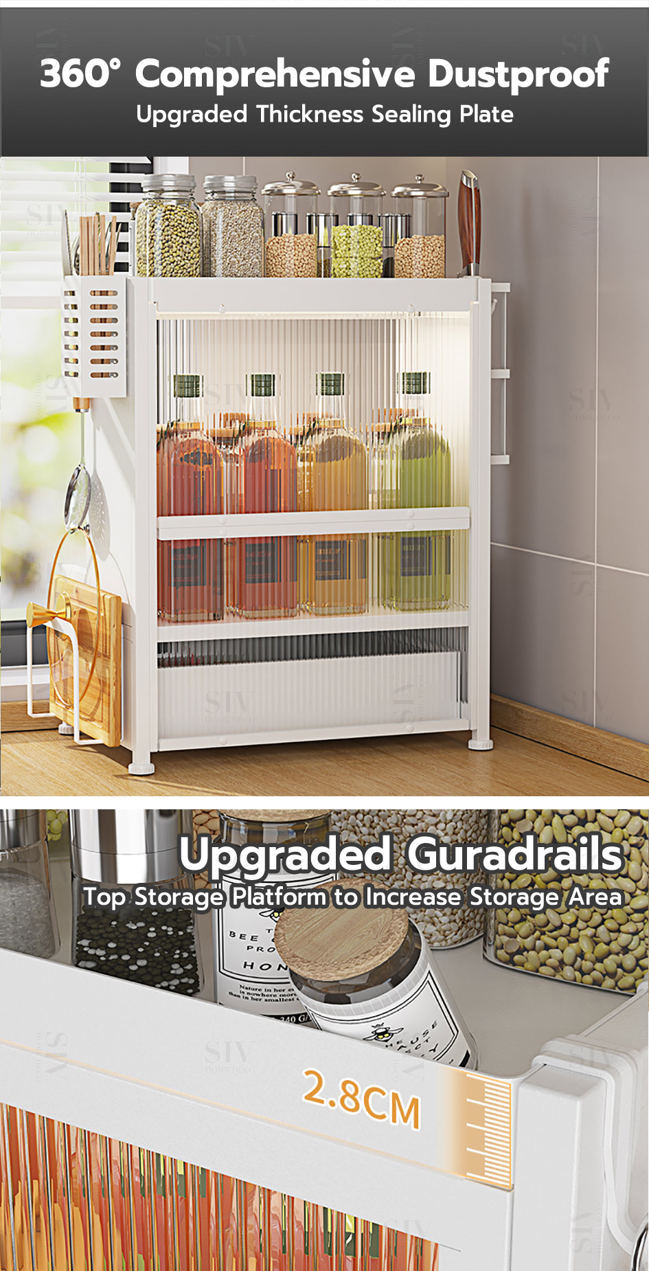 Siv 2/3-Tier Spice Cabinet Rack Kitchen Condiments Seasoning Storage ...