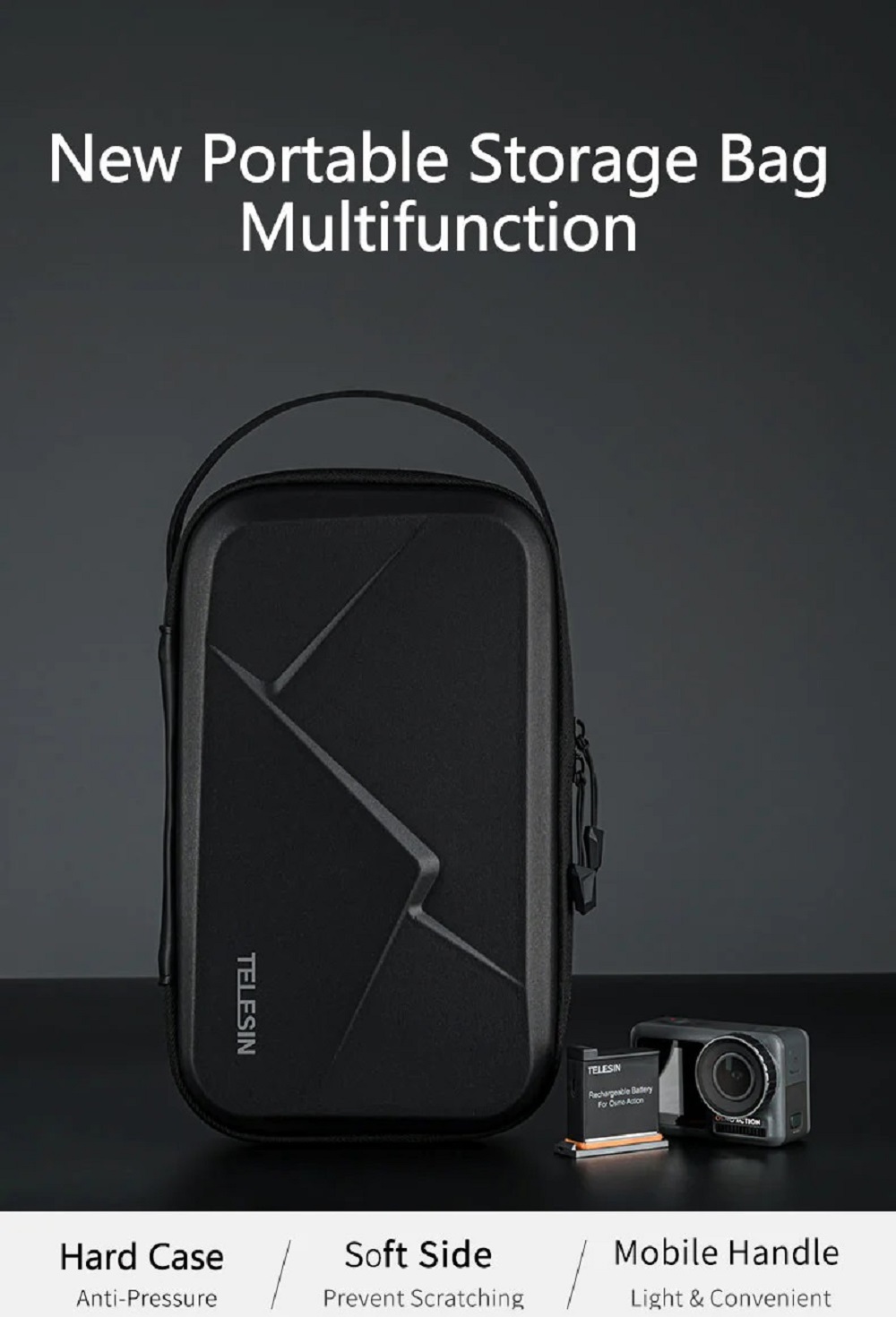 TELESIN Expanded Edition Storage Space Waterproof Adjustable Protective ...