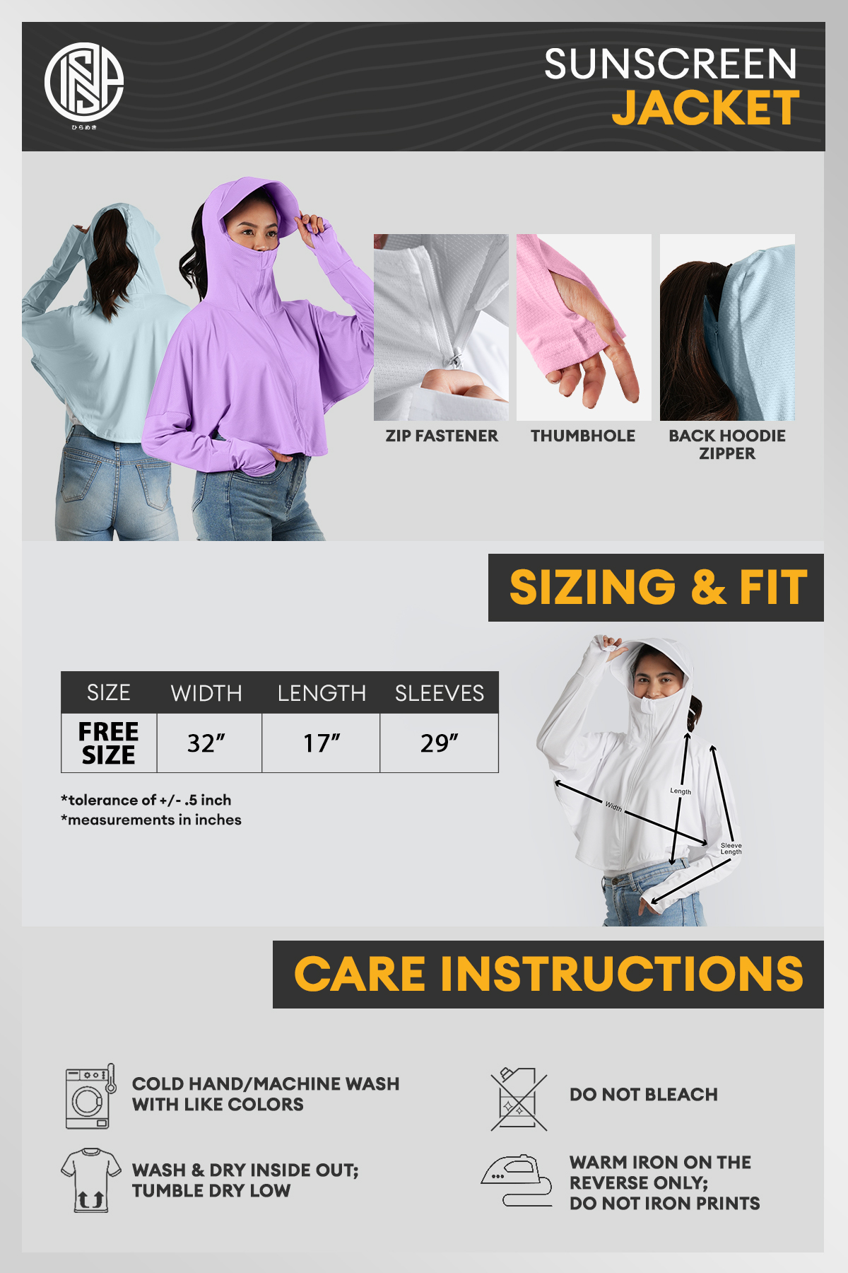 COLLAB By Inspi Sunscreen Clothing For Women UV-Proof Cropped Hoodie ...
