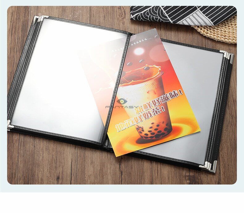 BLACK Leather Cover High-end Menu book Menu stand Menu holder Menu ...
