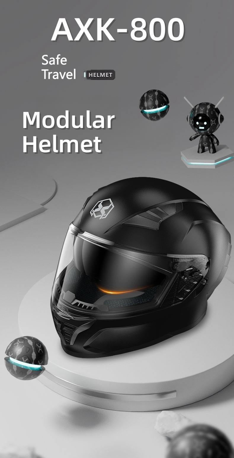 AXK 800 Motorcycle Modular Helmet Unisex Dual Lens Flip Up Racing ...