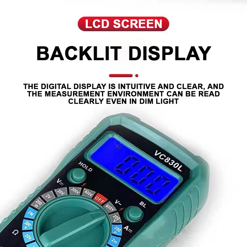 Digital Multimeter VC830L Digital Multifunction Multimeter AC & DC 10A ...