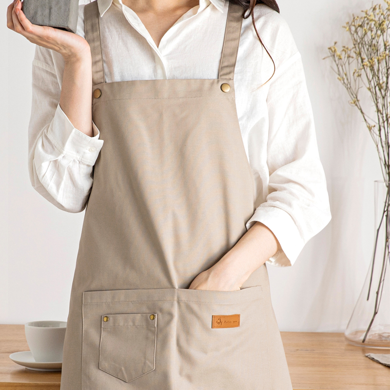 Waterproof Canvas Apron Coffee Shop Barber Working Bib Kitchen Cooking ...
