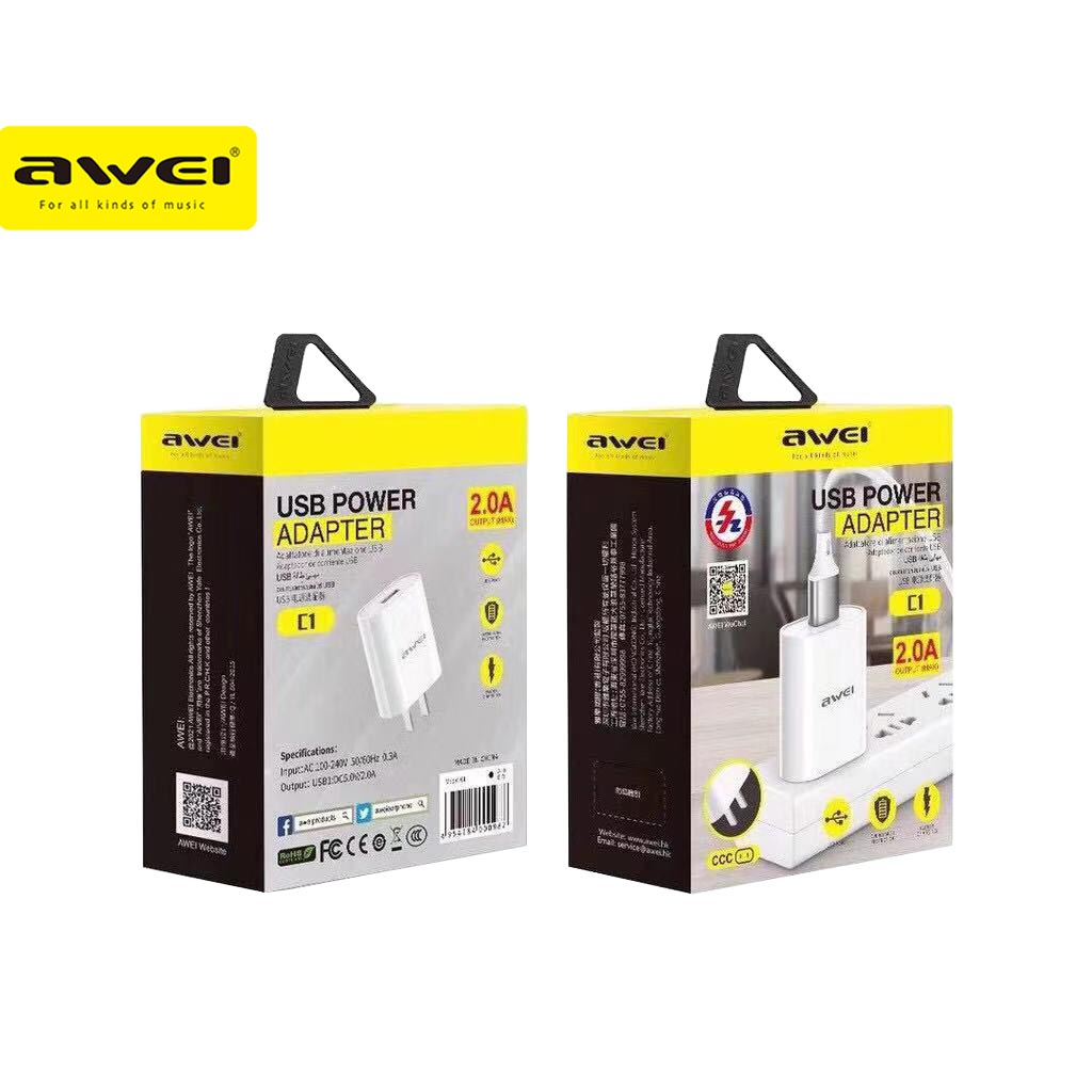 Awei C1 US Plug Fast Charge USB 2.0A Output Max Power Charging Adapter ...