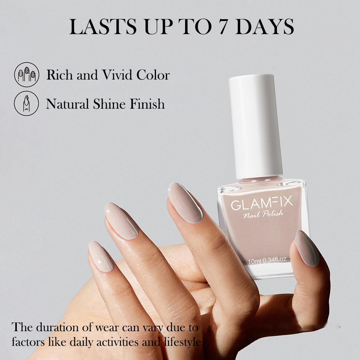 GLAMFIX Nail Polish Noir Black | Long-Lasting Natural Shine Quick-Dry ...