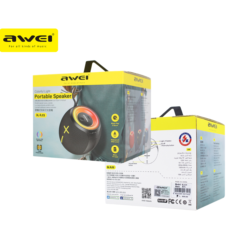 Awei KA19 Wireless Outdoor Speaker TWS Bluetooth Portable Stereo Sound ...