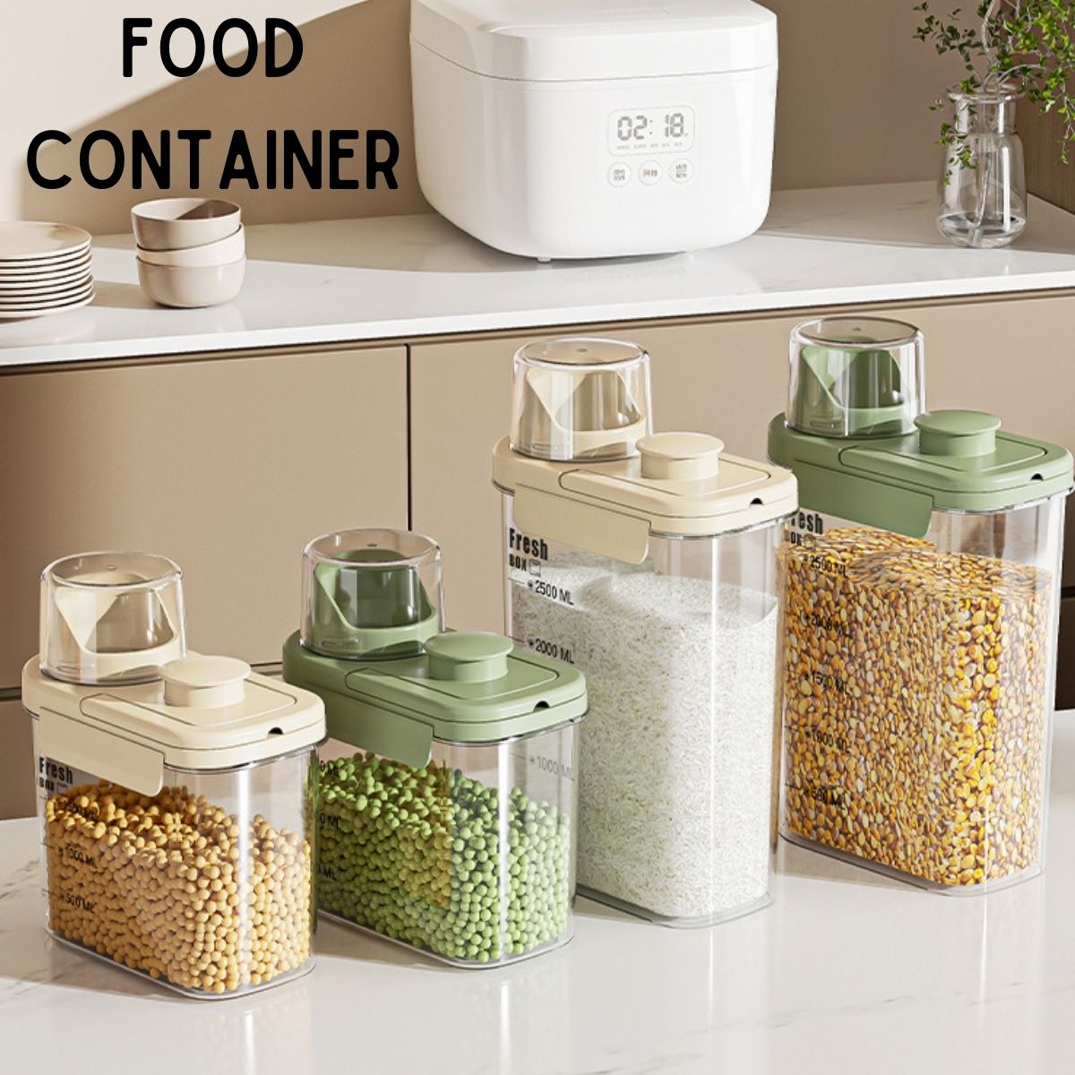 LOCAUPIN Airtight Cereal Container with Cup Lid Leak Proof Refill ...