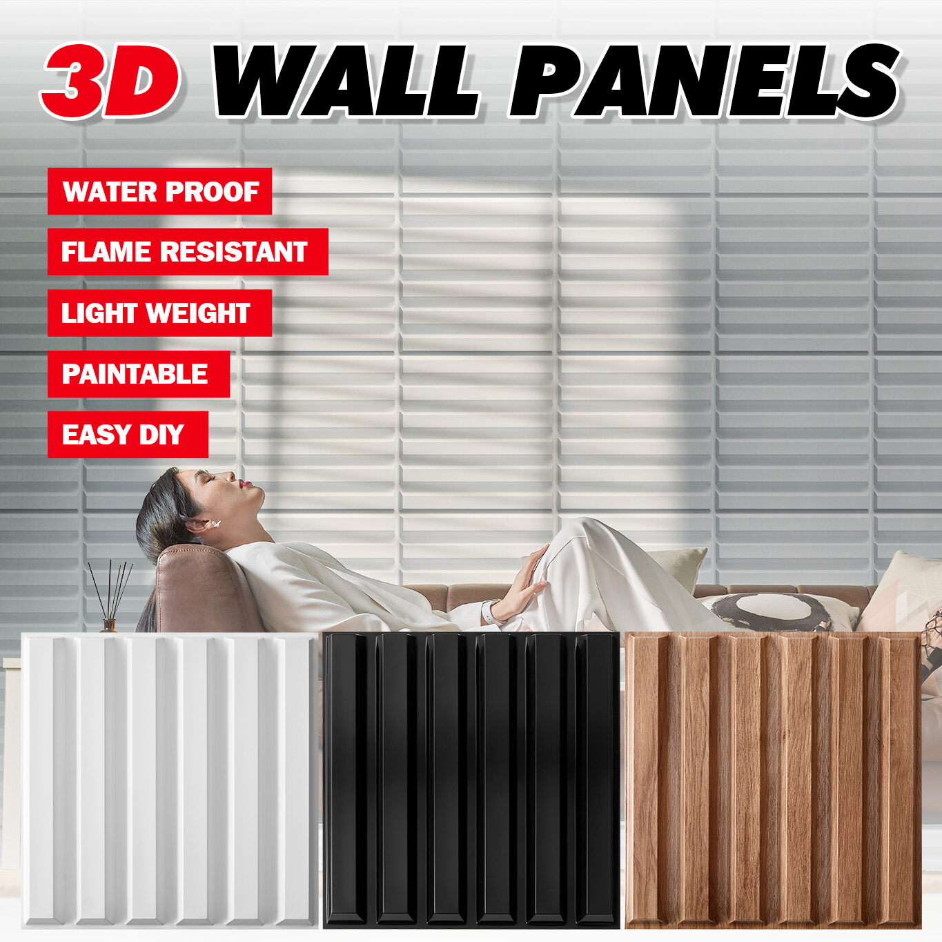 3D Wall Panel Pvc Wood Design Wall Sticker For Room Living Room ...