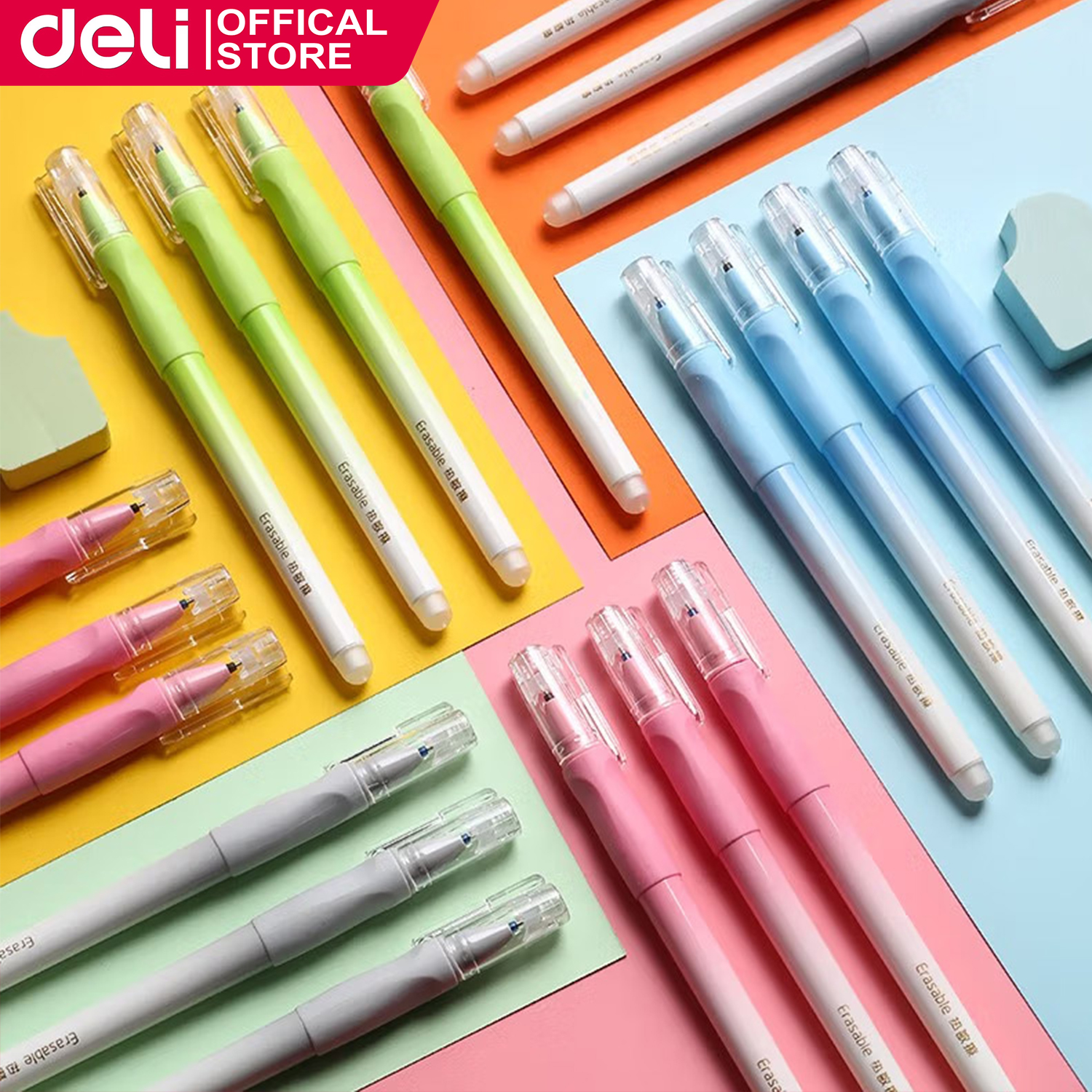 Deli 3Colors Erasable Press Pen Erasable Gel Pen 0.5mm Ballpen ST Head ...