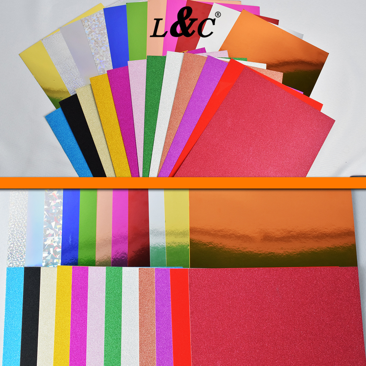 L&C 10pcs 250gsm Glitter and Shiny Metallic Mirror Cardstock Board DIY ...